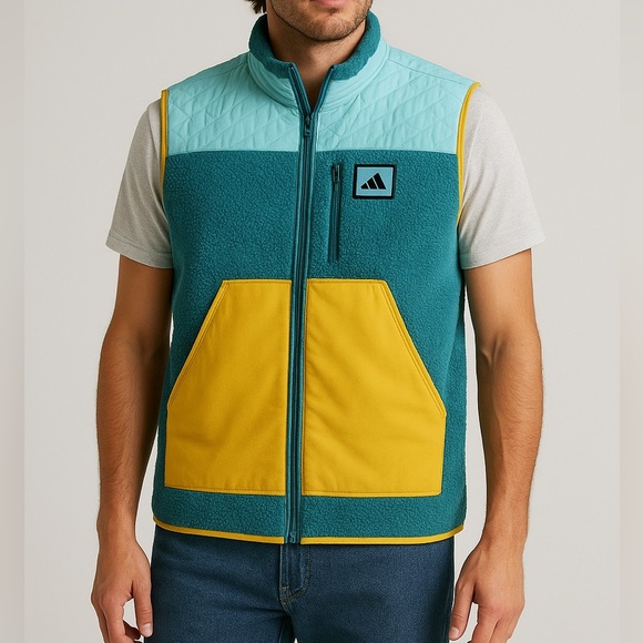 adidas | Jackets & Coats | Adidas Mens Turquoise And Mustard Fleece ...